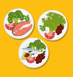 Healthy eating food plate Nutrition balance Vector Image