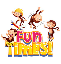 Sticker design for word fun times with cute Vector Image