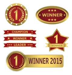 First place badges and ribbons Royalty Free Vector Image