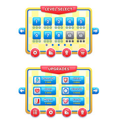 Game ui level complete menu with golden stars and Vector Image