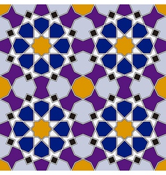 Arabesque seamless pattern in blue and yellow Vector Image