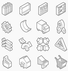 Isometric outline icons 3D pictograms Royalty Free Vector