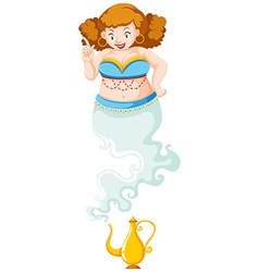 Pretty genie in blue costume Royalty Free Vector Image