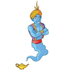 Friendly genie cartoon Royalty Free Vector Image