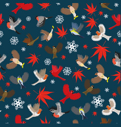Winter birds flat set Royalty Free Vector Image