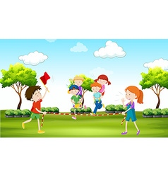 Children playing piggy back ride Royalty Free Vector Image