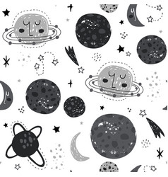Childish seamless pattern with hand drawn space Vector Image