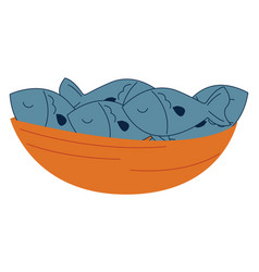 Clipart a blue-colored smiling fish or color Vector Image