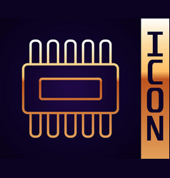 Gold line computer processor with microcircuits Vector Image