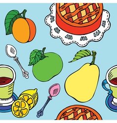 Fruit and tea pattern Royalty Free Vector Image