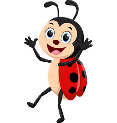 Cartoon ladybug waving hand isolated on white Vector Image