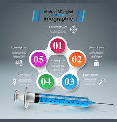 Health syringe icon 3d medical infographic Vector Image