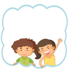 Flat boy and girl frame Royalty Free Vector Image