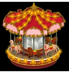 Merry go round carousel fun fair festival poster Vector Image