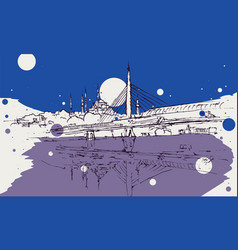 Drawing sketch metro bridge in istanbul Royalty Free Vector