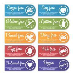 Food restriction information label icon set Vector Image