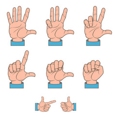 Cartoon hand numbers gesture counting sign hands Vector Image