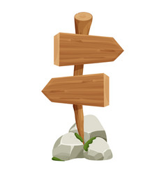 Set wooden pointer signboards with rock pile Vector Image