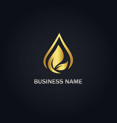 Abstract droplet shape bio gold logo Royalty Free Vector