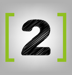 Number 2 sign design template elements black icon Vector Image