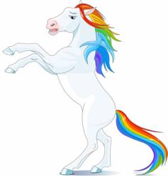 Rainbow pony rearing up Royalty Free Vector Image