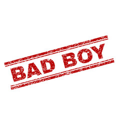 Scratched textured bad boy stamp seal Royalty Free Vector