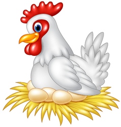 Cute hen brooding her egg Royalty Free Vector Image