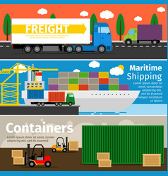 Freight trucks transport background in flat design