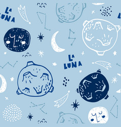 Childish seamless pattern with hand drawn space Vector Image