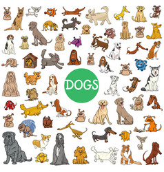 Cartoon dogs and puppies large set Royalty Free Vector Image