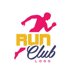 Run club logo emblem with abstract running people Vector Image