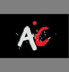 Grunge white red black alphabet letter c logo Vector Image