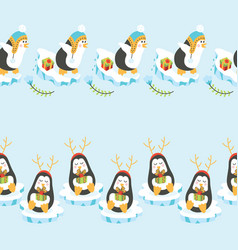Cute christmas penguins decorative text headers Vector Image
