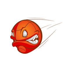 Cartoon basketball angry face Royalty Free Vector Image
