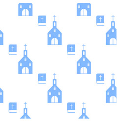 Christian seamless pattern with church and bible Vector Image