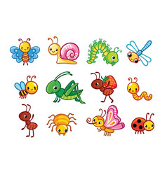 Big set with cute insects on a white Royalty Free Vector