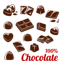 Chocolate cacao sweets symbol set for food design Vector Image