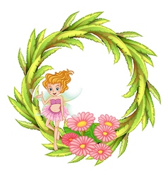 A round border design with a fairy Royalty Free Vector Image