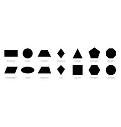Geometric shapes with labels set 12 basic Vector Image