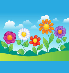 Three cartoon flowers Royalty Free Vector Image