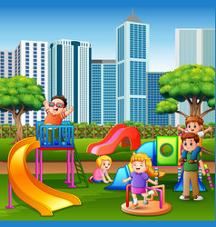 Cartoon kids having fun together on playground Vector Image