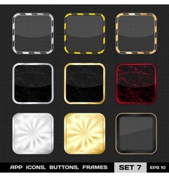 Gold empty icon golden web buttons set Royalty Free Vector