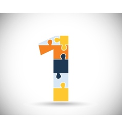 Color Puzzle Number - 1 One Gigsaw Piece Vector Image
