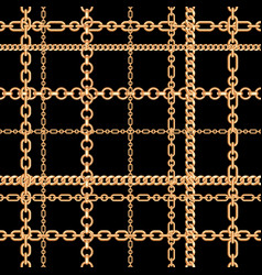 Seamless pattern gold chain lines on black Vector Image