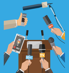Press conference concept news media journalism Vector Image