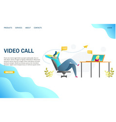 Video call concept banner design in flat style Vector Image