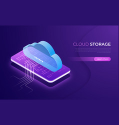 Cloud technology concept poster isometric Vector Image