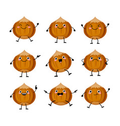 Cute cartoon hazelnut character Royalty Free Vector Image