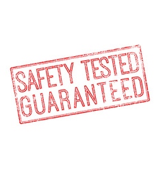 Safety tested guaranteed red rubber stamp on white