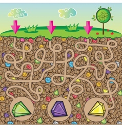 Maze for children - nature stones and precious Vector Image